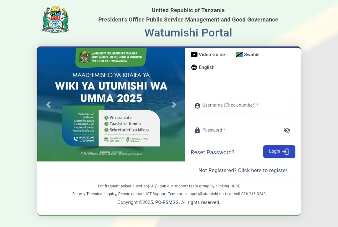 ESS Utumishi Login